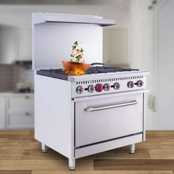 Natural Gas 6 Burner Heavy Duty Cooker Ranges With Oven – Elya Catering